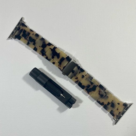 Wearables | Posh Tech 42mm Beige Tortoise Resin Link Apple Watch Band ...